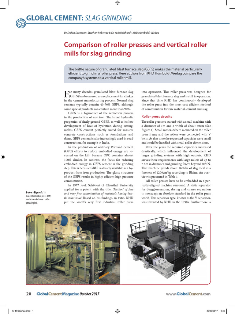 1710 RP Vs VRM For Slag Grinding - Global Cement | PDF | Mill (Grinding ...