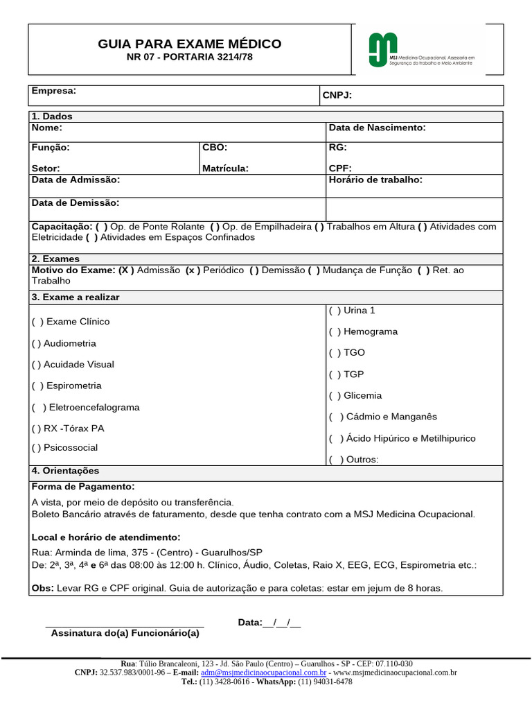 Guia de exames Modelo | PDF | Medicina Clínica | Remédio