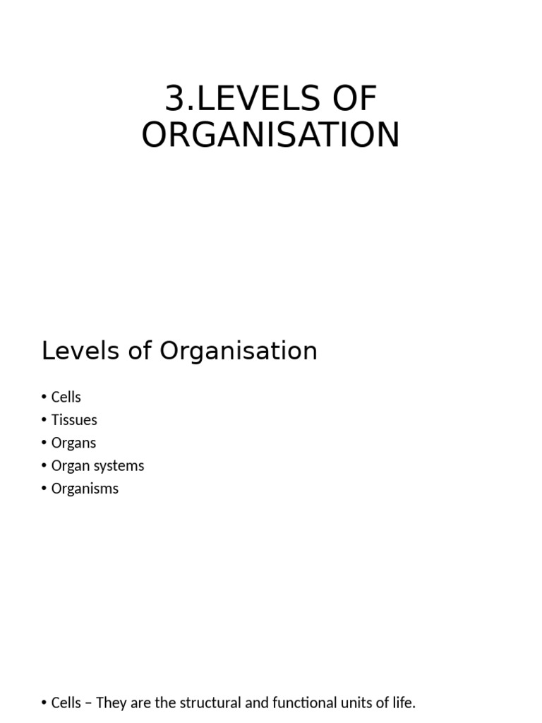 Levels of Organisation - Copy | PDF