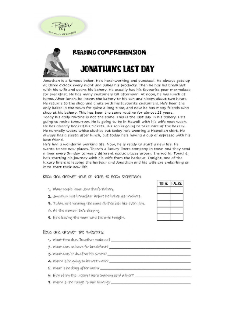 Reading Comprehension A1.1 | PDF