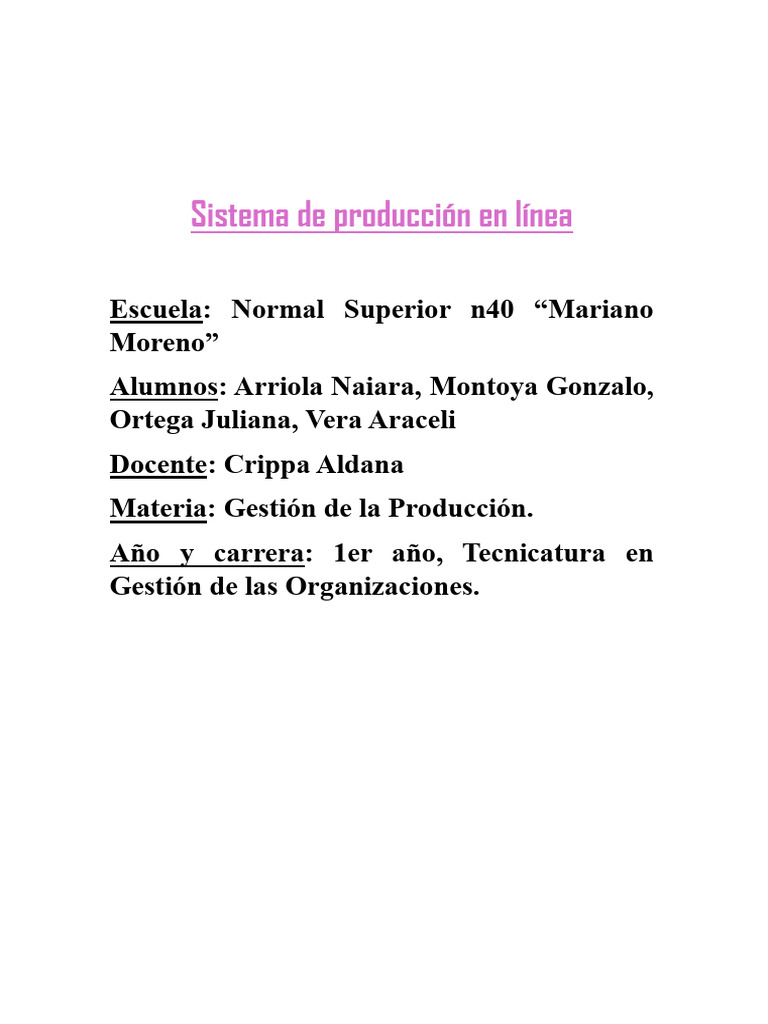 Sistema de Produc de Línea PDF | PDF | Producción en masa | Calidad ...