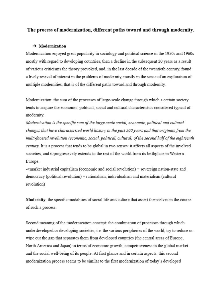 Understanding Modernization and Its Paths | PDF | Modernization Theory ...