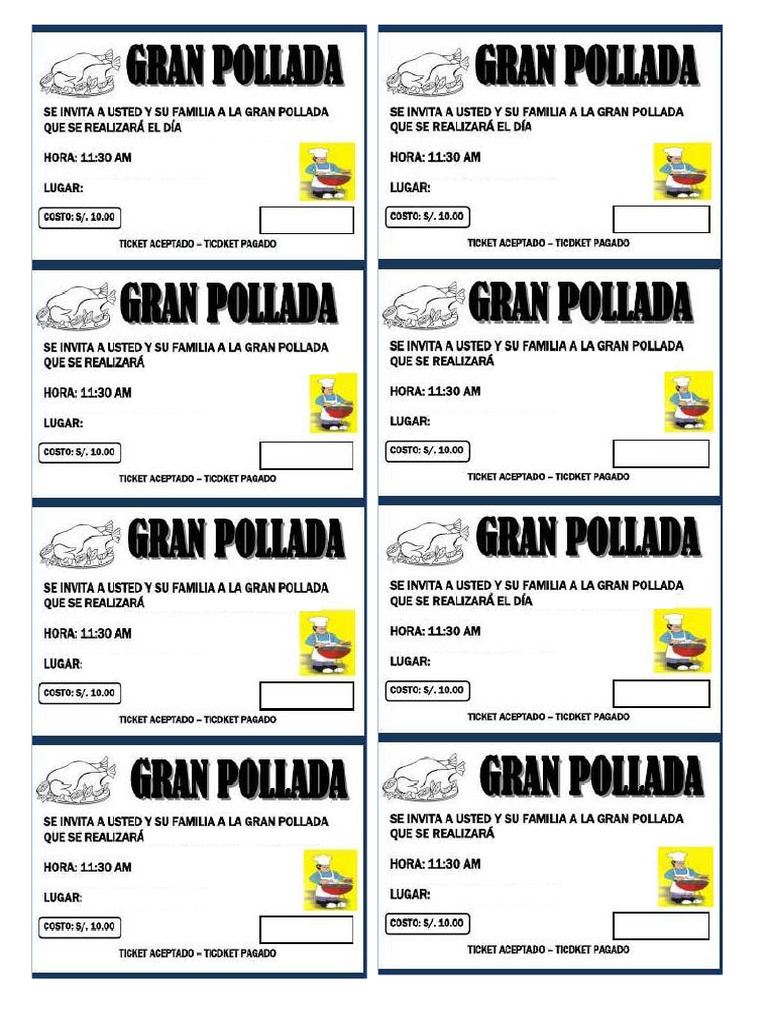 Tarjetas de Pollada | PDF