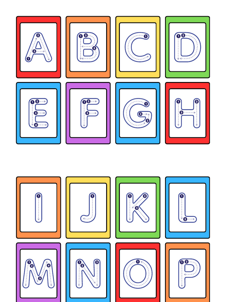 Alphabet Tracing Capital Letter Formation Flashcards in Simple Bold ...