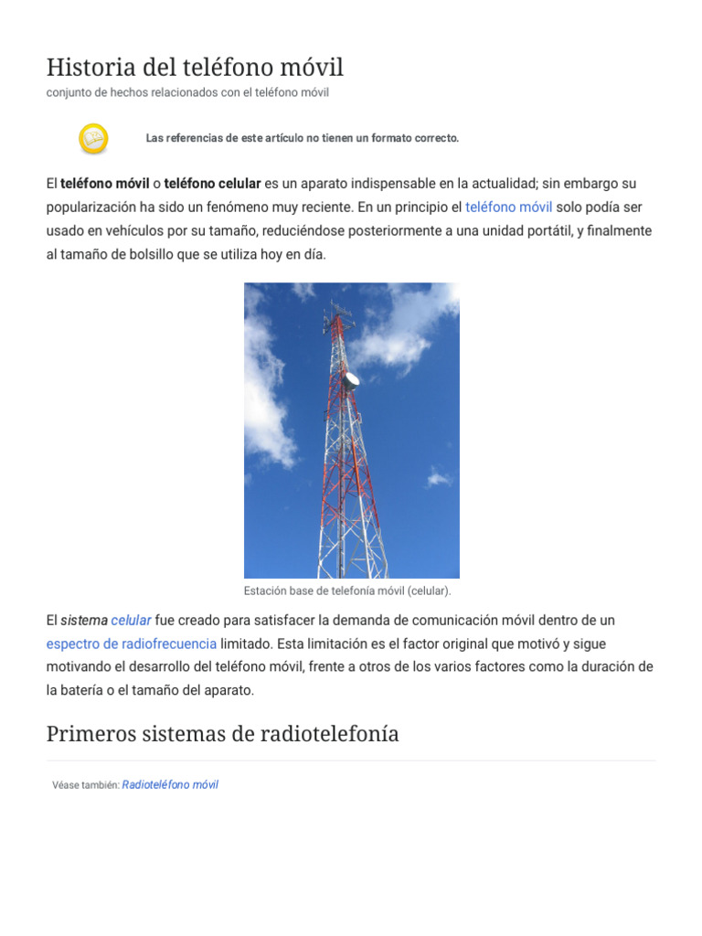 Historia Del Teléfono Móvil - Wikipedia, La Enciclopedia Libre | PDF ...