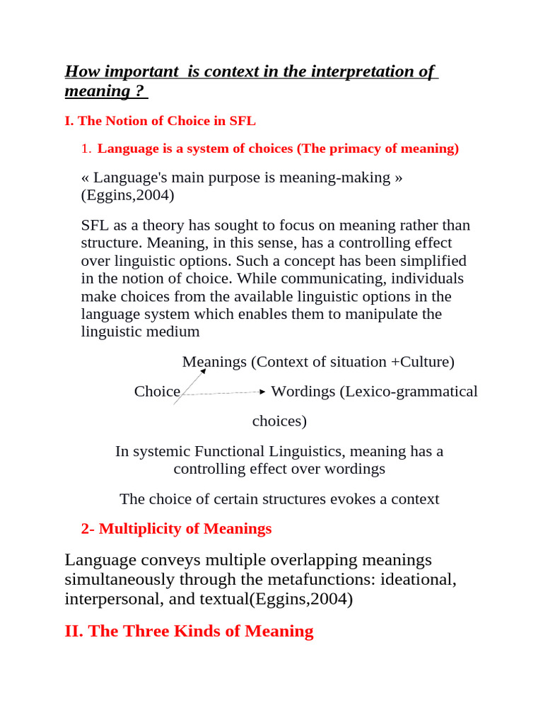 How Important Is Context in The Interpretation of Meaning | PDF | Human ...