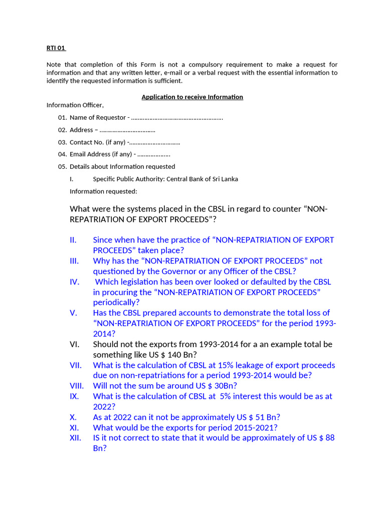 letter to CBSL on RTIaa | PDF