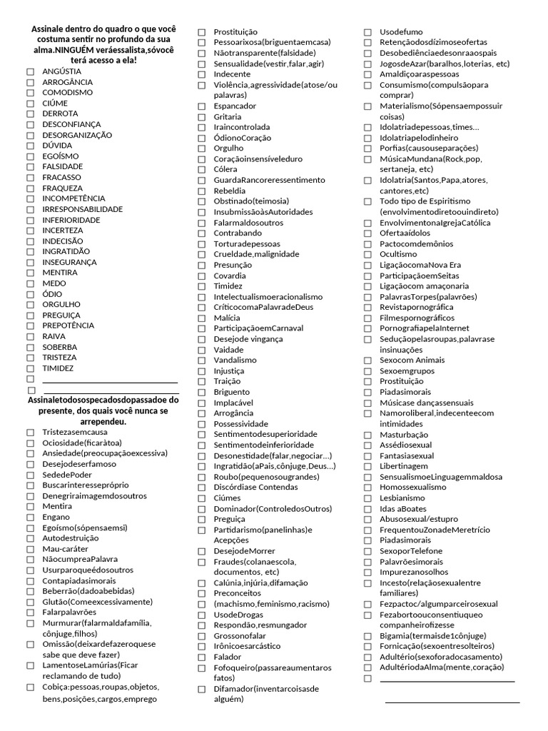 lista de pecados | PDF
