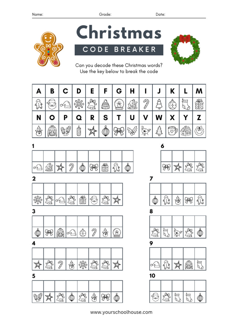Christmas-Code-Breaker-Worksheet-In-Colorful-Illustrative-Style 2 | PDF