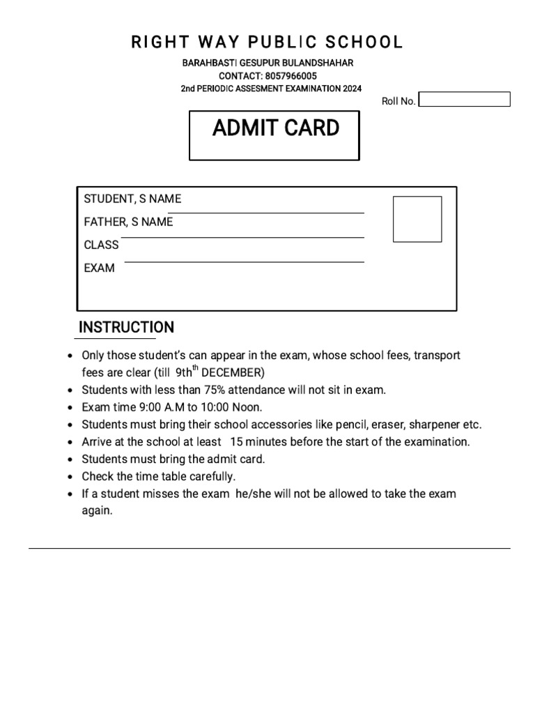 Admit Card 2024 December Unit Testist | PDF