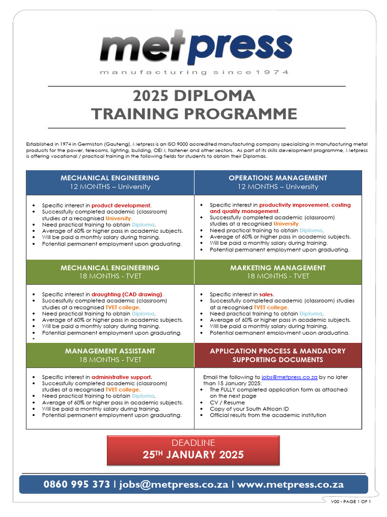 2025 Diploma Training Programme - Metpress | PDF | Vocational Education ...