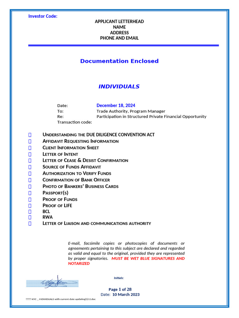 Trade Document KYC - INDIVIDUAL - 2024 | PDF | Banks | Securities (Finance)