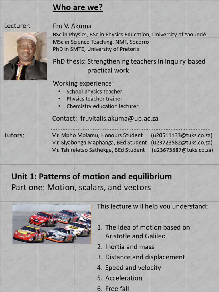 Unit 1 Patterns of Motion and Equilibrium - W1 | PDF | Acceleration | Force