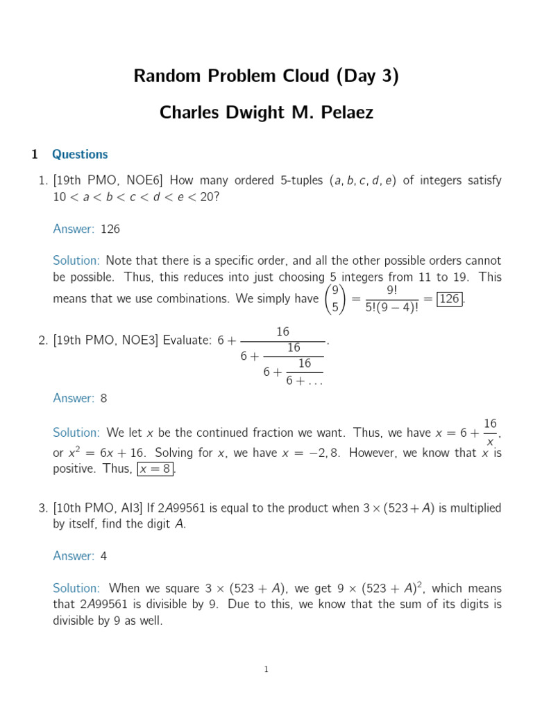PMO Problem Cloud (Day 3) | PDF | Applied Mathematics | Mathematics