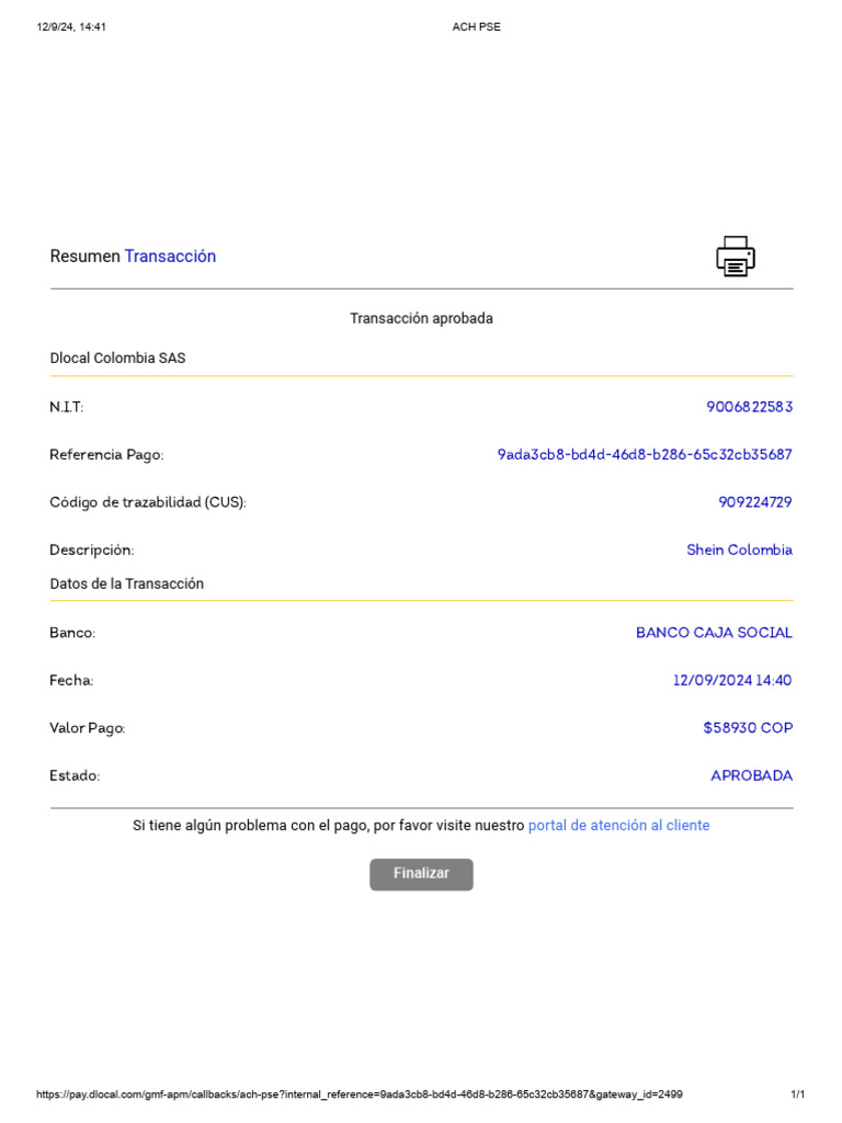 Pago aprobado HughesNet PSE | PDF