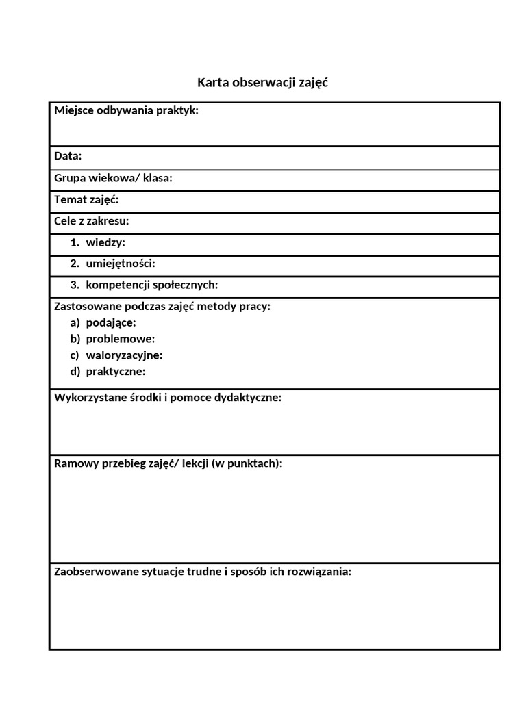 Zalacznik 2. Arkusz Obserwacji Zajec | PDF
