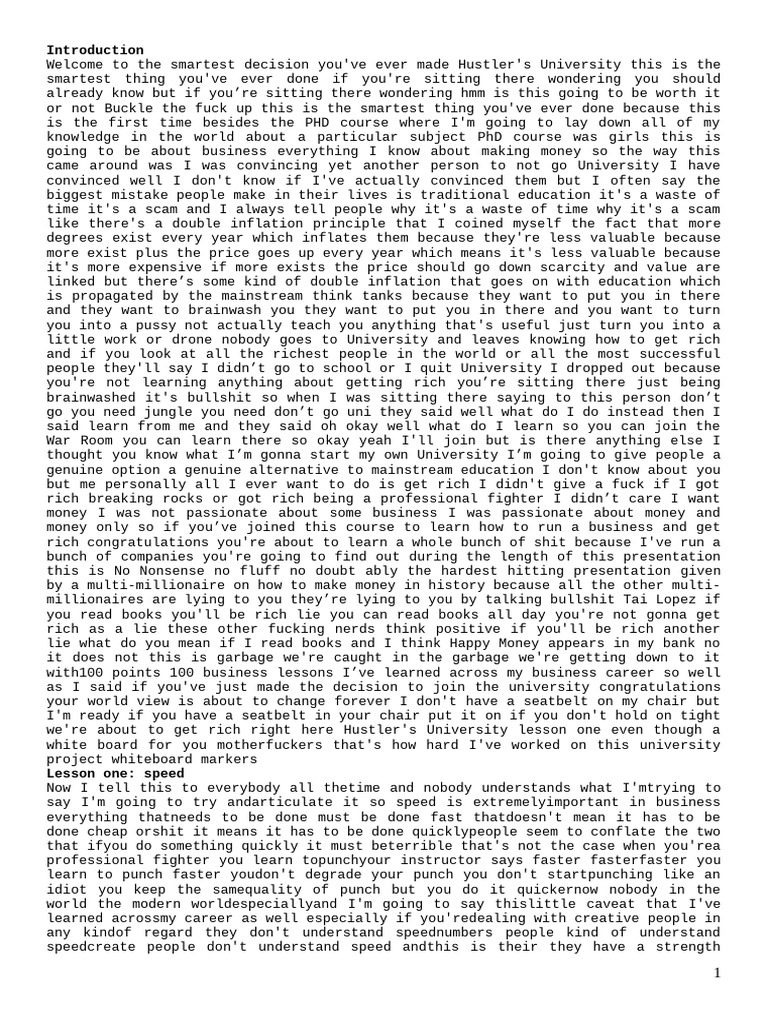 Hustlers University FULL Lessons Andrew Tate HU1 | PDF | Advertising