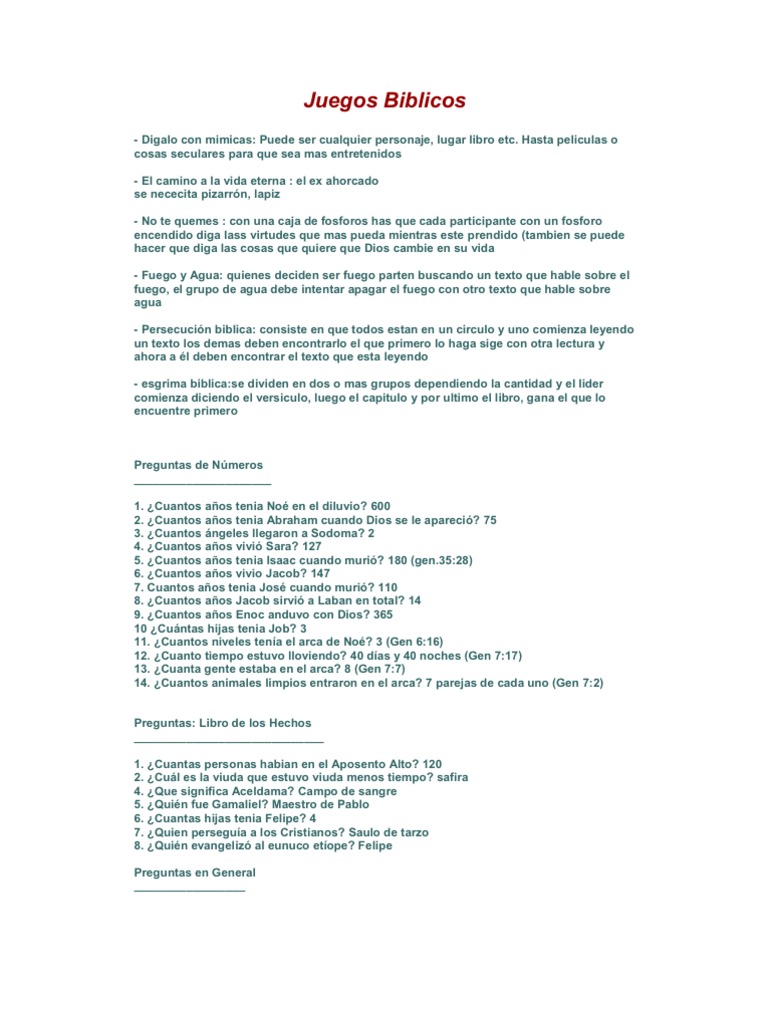 Juegos Biblicos | PDF | Salmos | Profeta