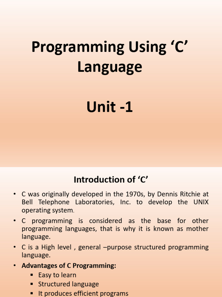 C Unit-1 | PDF | Data Type | Integer (Computer Science)