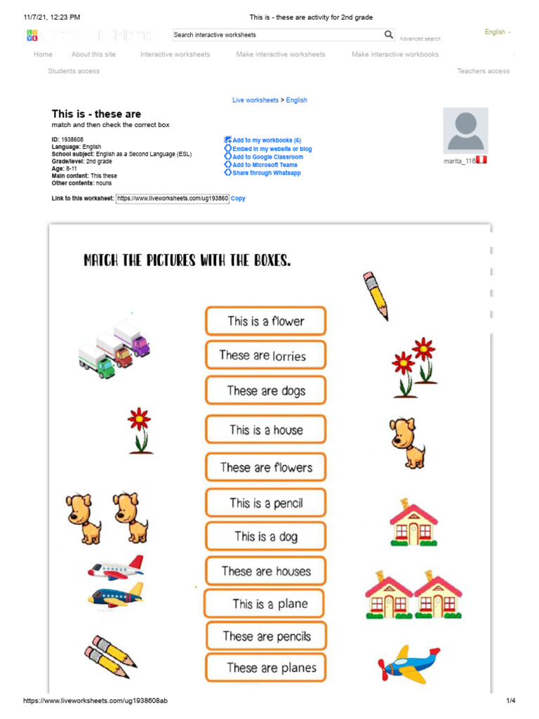 This Is - These Are Activity For 2nd Grade | PDF | Computing | Worksheet