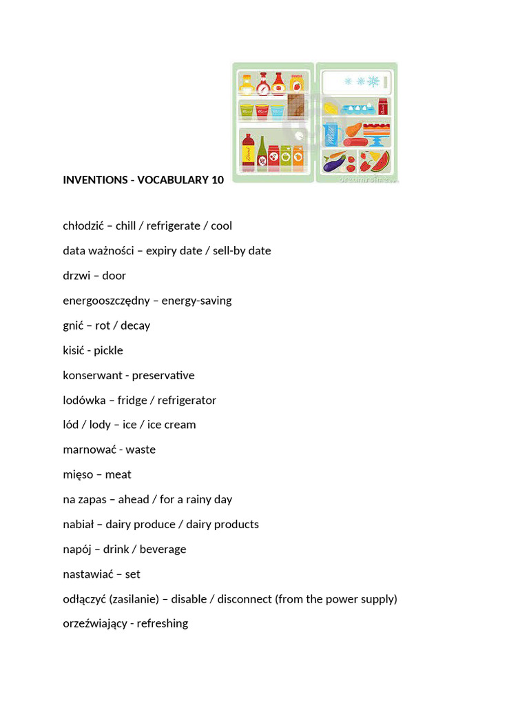 Inventions Vocabulary Fridge | PDF