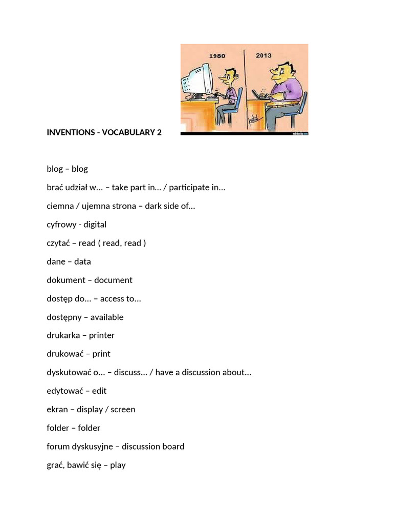 Inventions Vocabulary Internet | PDF
