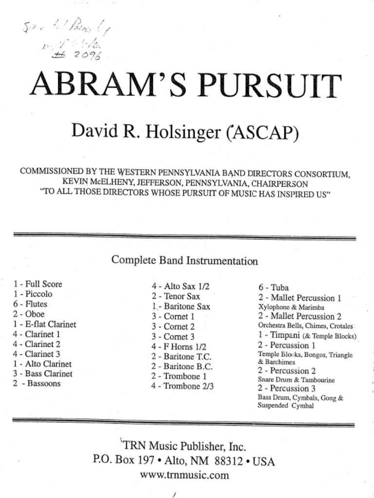 Holsinger, David R. - Abram's Pursuit - 00 - Full Score | PDF