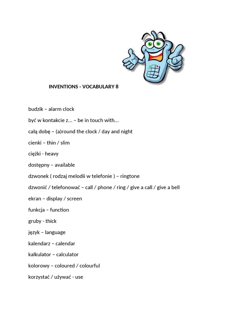 INVENTIONS VOCABULARY MOBILE PHONE | PDF INVENTIONS VOCABULARY MOBILE PHONE | PDF