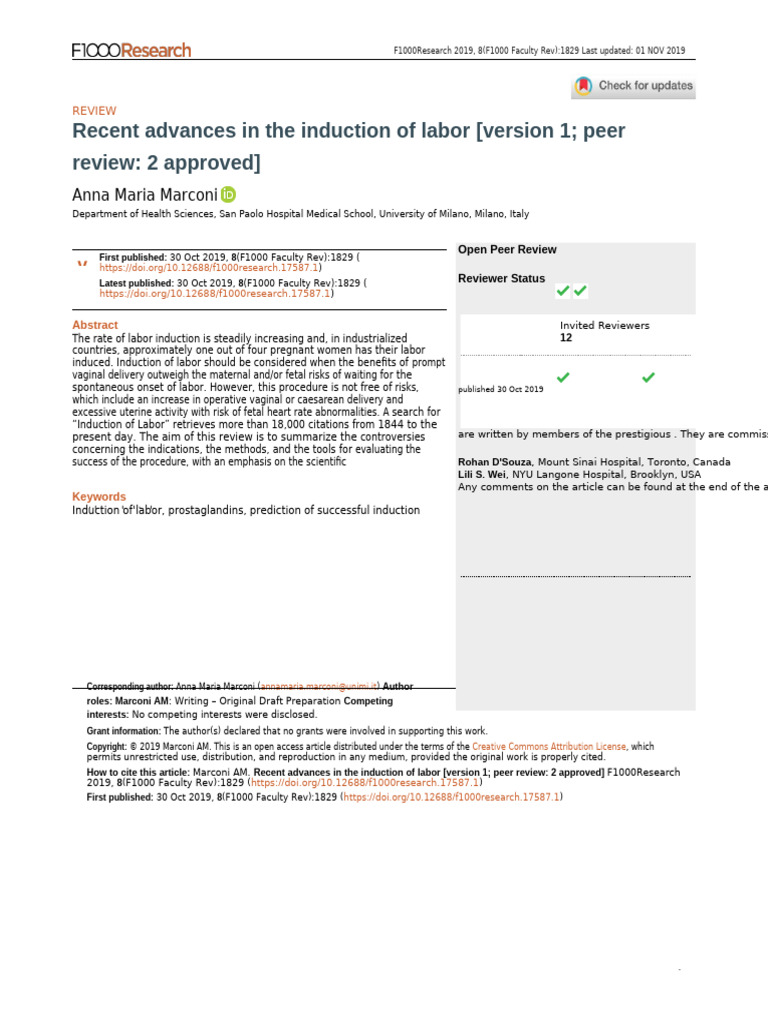 Recent Advances Induction of Labor | PDF | Childbirth | Caesarean Section