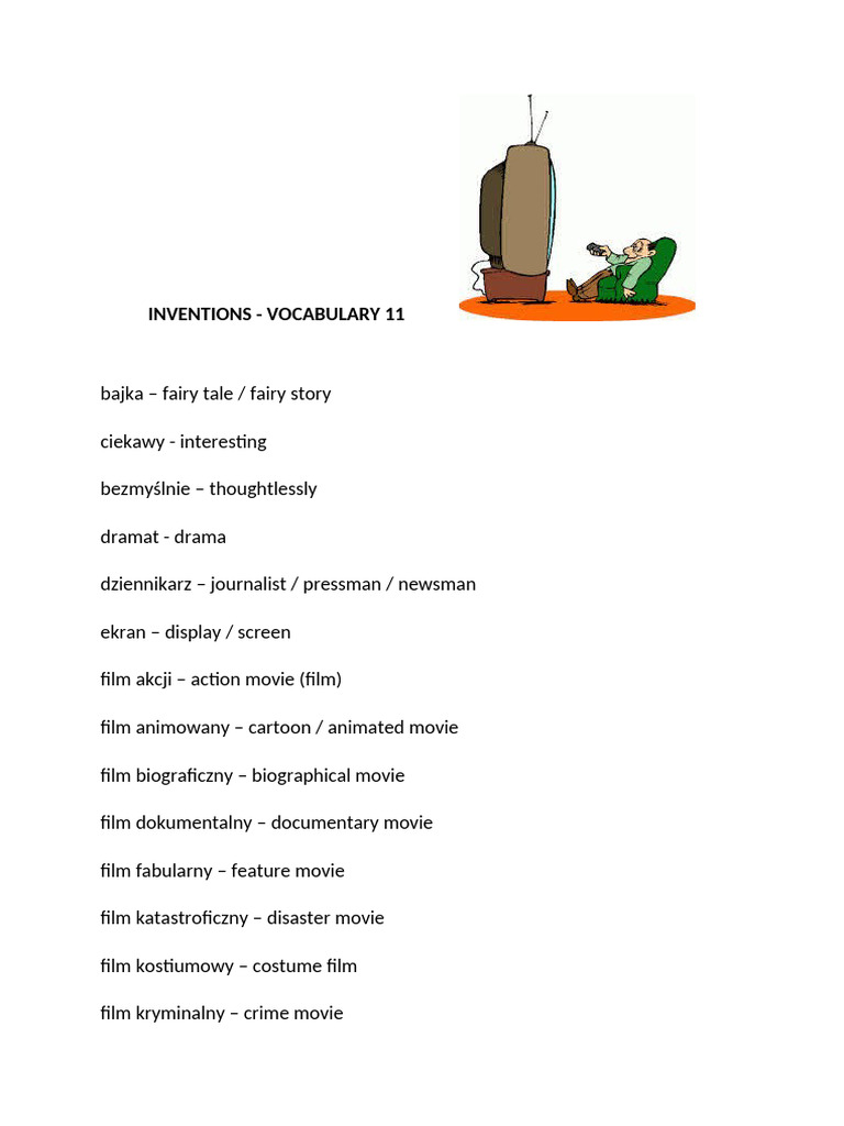 Inventions Vocabulary TV Set | PDF