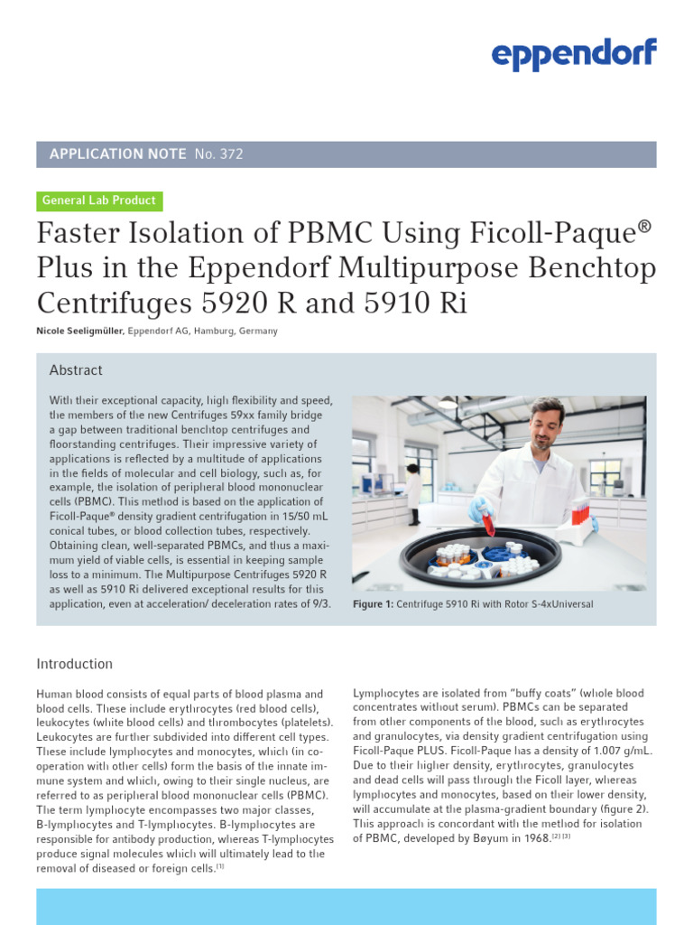 Faster Isolation of PBMC Using Ficoll-Paque Plus in The Eppendorf ...