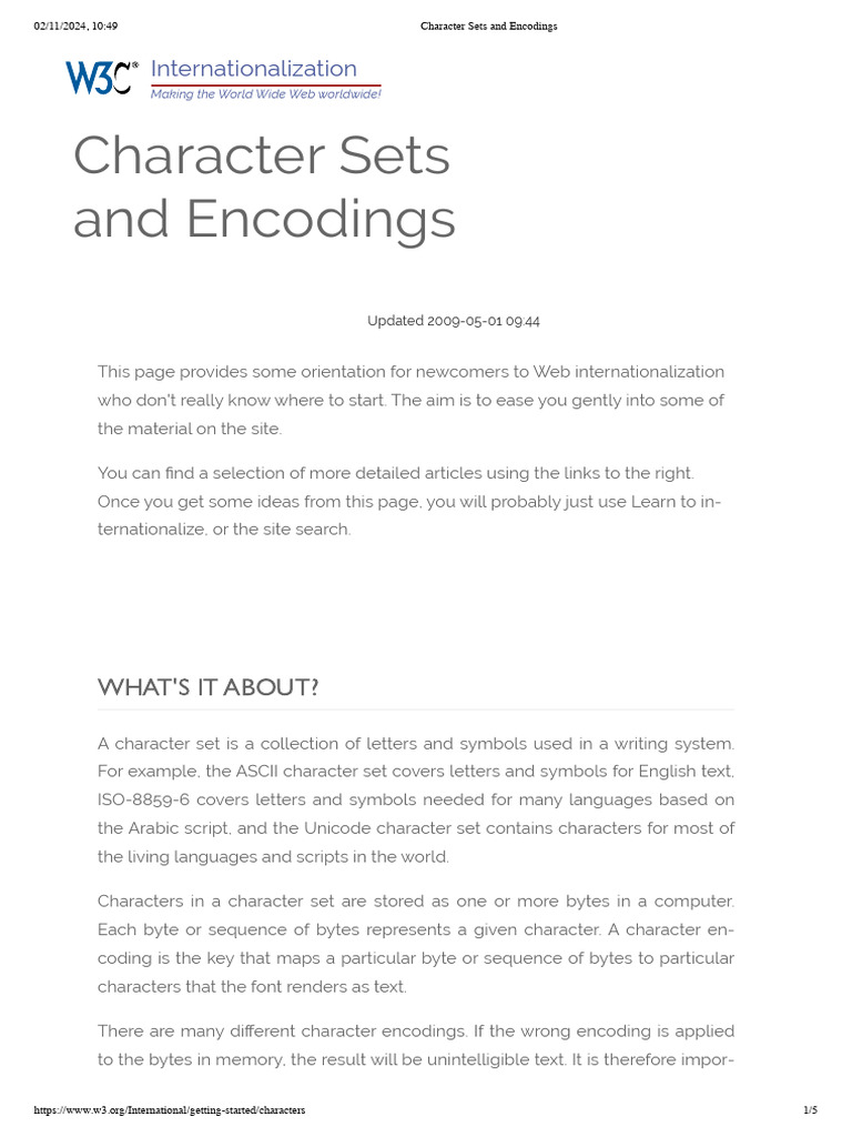 Character Sets and Encodings | PDF | Character Encoding | Html