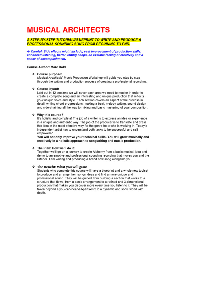 Musical Architects Syllabus | PDF | Song Structure | Harmony