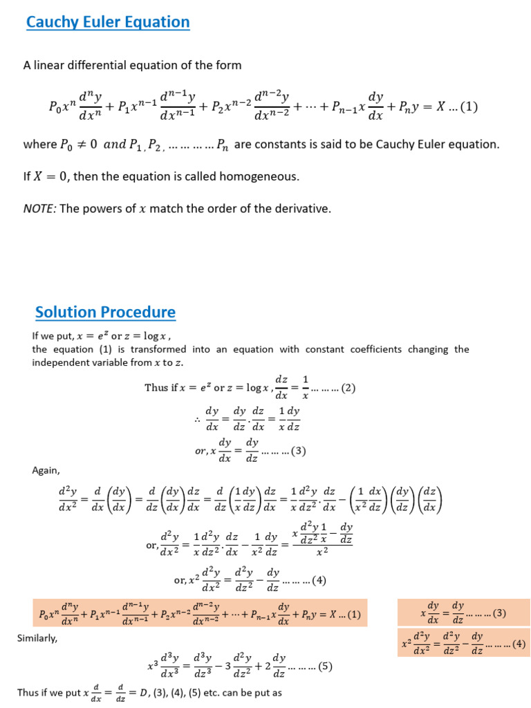 10.Cauchy Euler Equation | PDF | Differential Equations | Calculus 10.Cauchy Euler Equation | PDF | Differential Equations | Calculus