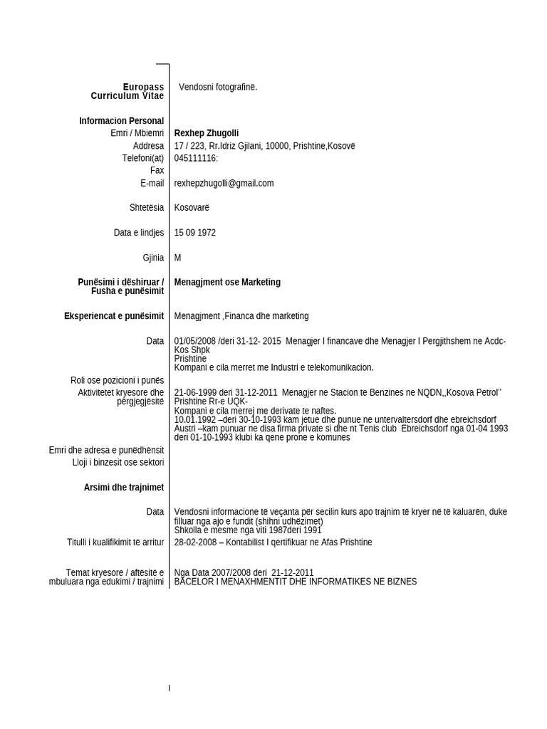 Europass Shqip Cv Rexha 3 ,,, | PDF