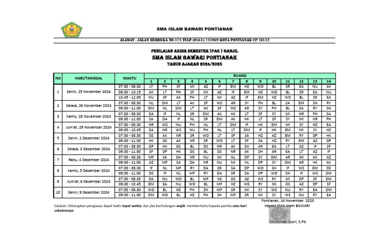 JADWAL PENGAWAS 2024-1 | PDF