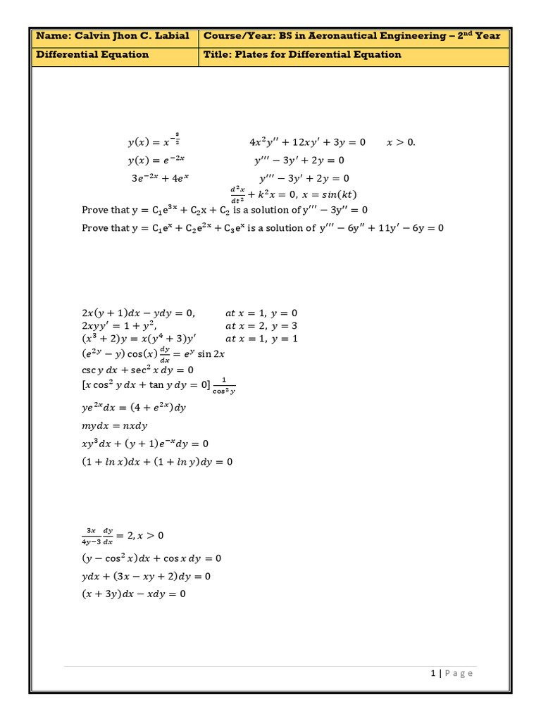 Deferential Equation | PDF