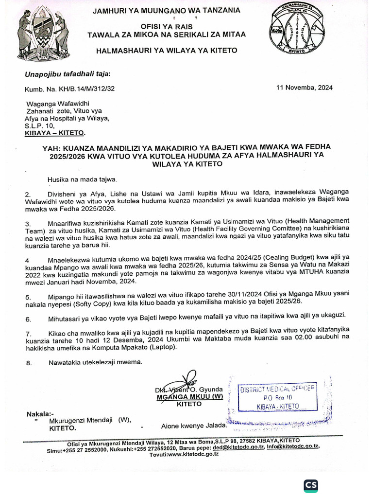 Bajeti 202526.maandalizi Yafanyike | PDF