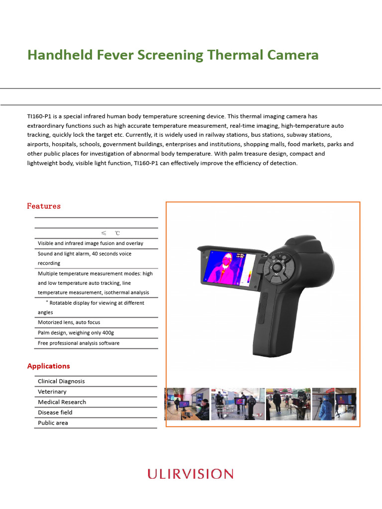Ti160 p1 Handheld Fever Screening Thermal Camera | PDF | Infrared | Camera