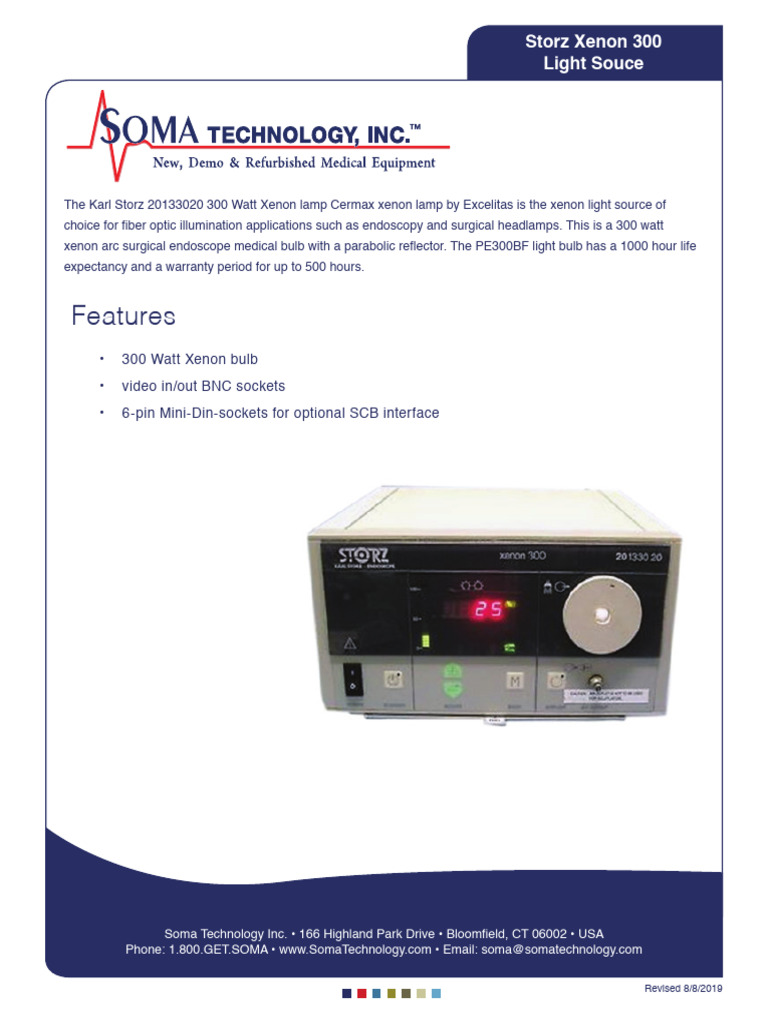 Storz Xenon 300 Light Source Overview | PDF