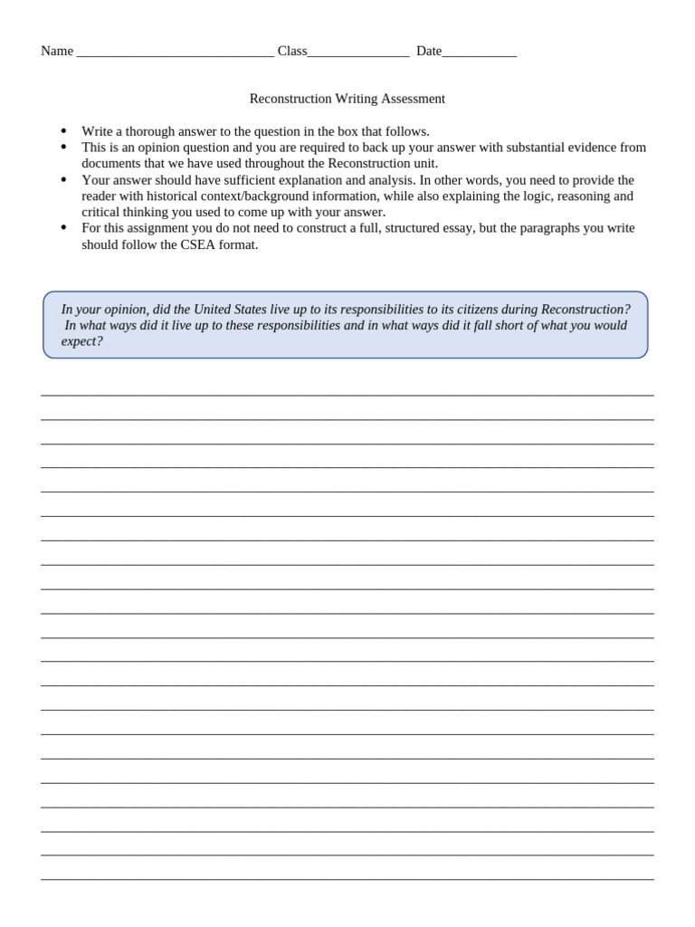 reconstruction writing assessment | PDF | Cognition