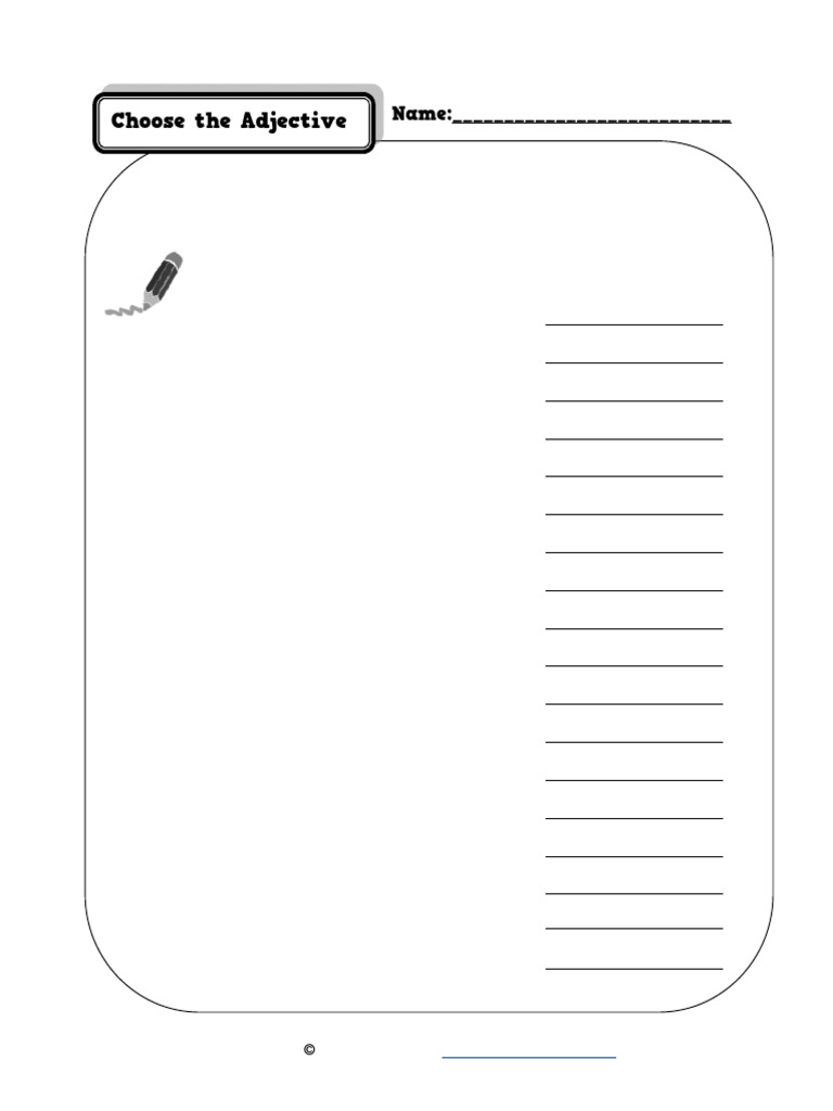Choose the Adjective Worksheet _ K12reader.com | PDF