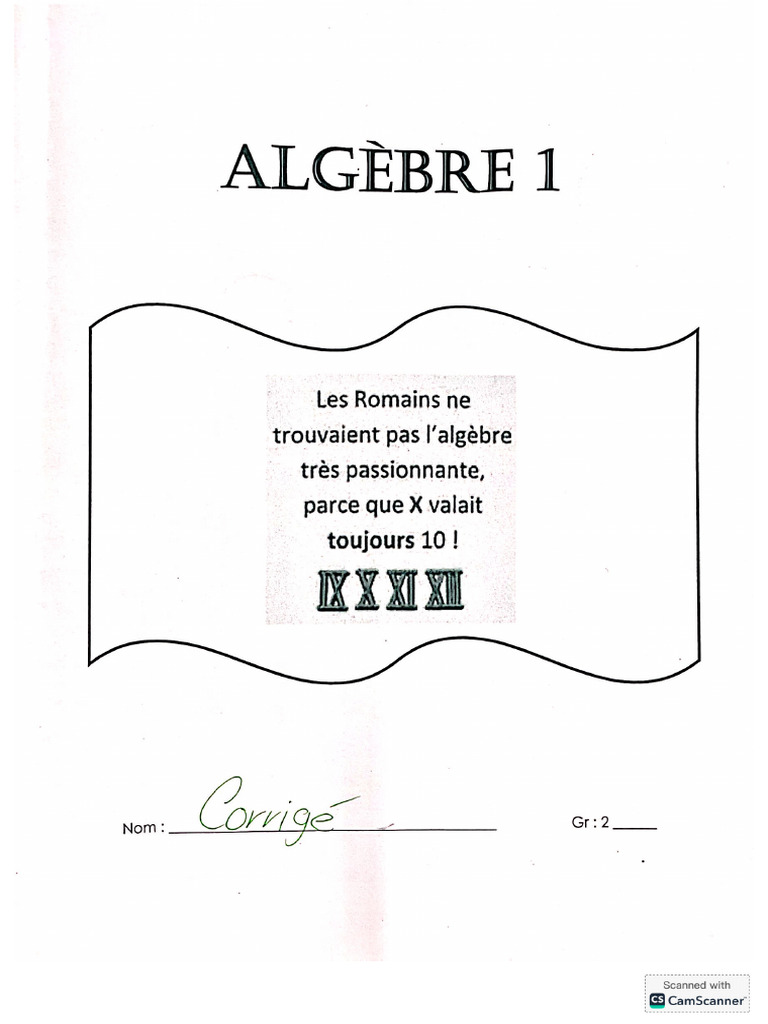 Corrigé Algèbre 1 | PDF