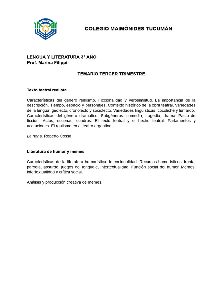 Temario LL3 Tercer Trimestre | PDF