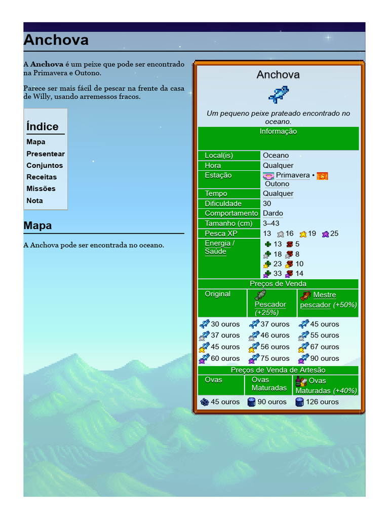 Anchova - Stardew Valley Wiki - Português | PDF | Indústria pesqueira ...