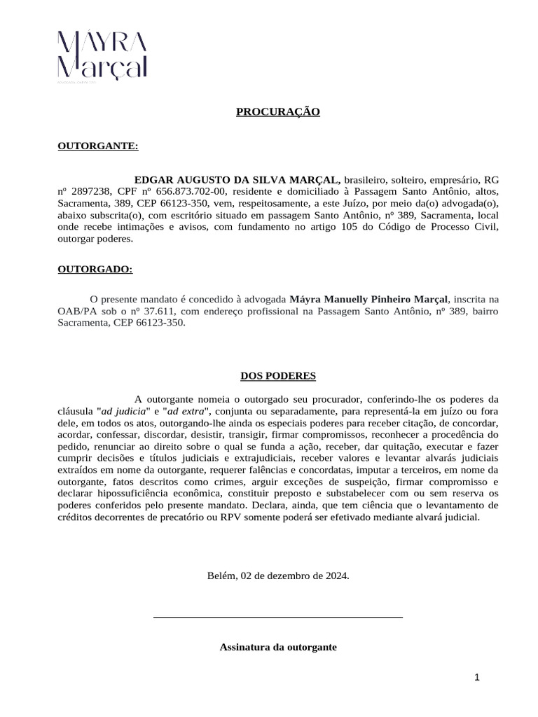 Procuração: Poderes e Outorgante | PDF
