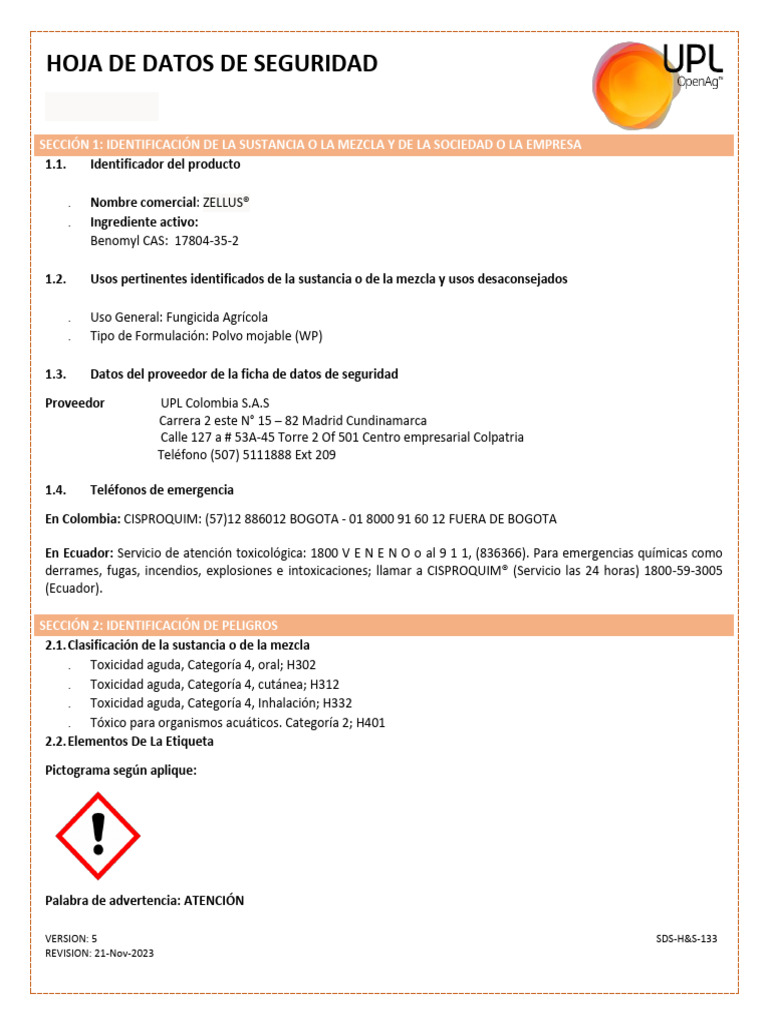 FDS Zellus | PDF | Agua | Corrosión