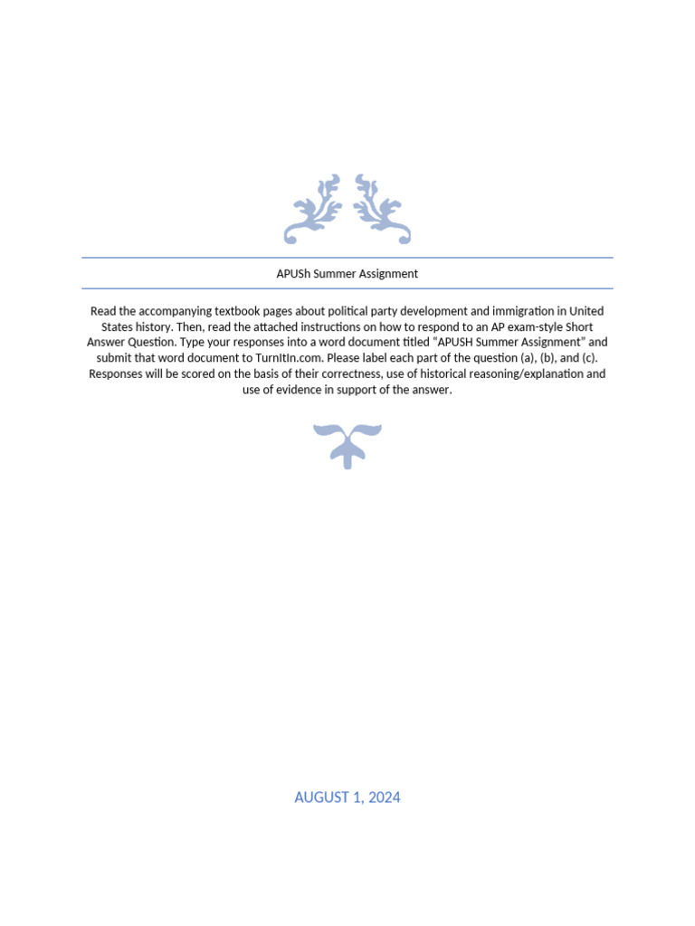 APUSH Summer Assignment 2024 | PDF