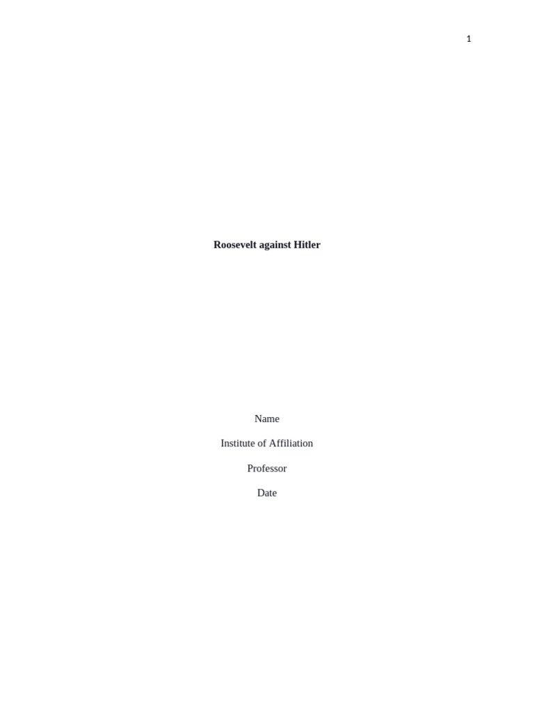 Roosevelt Against Hitler | PDF | Franklin D. Roosevelt | Adolf Hitler