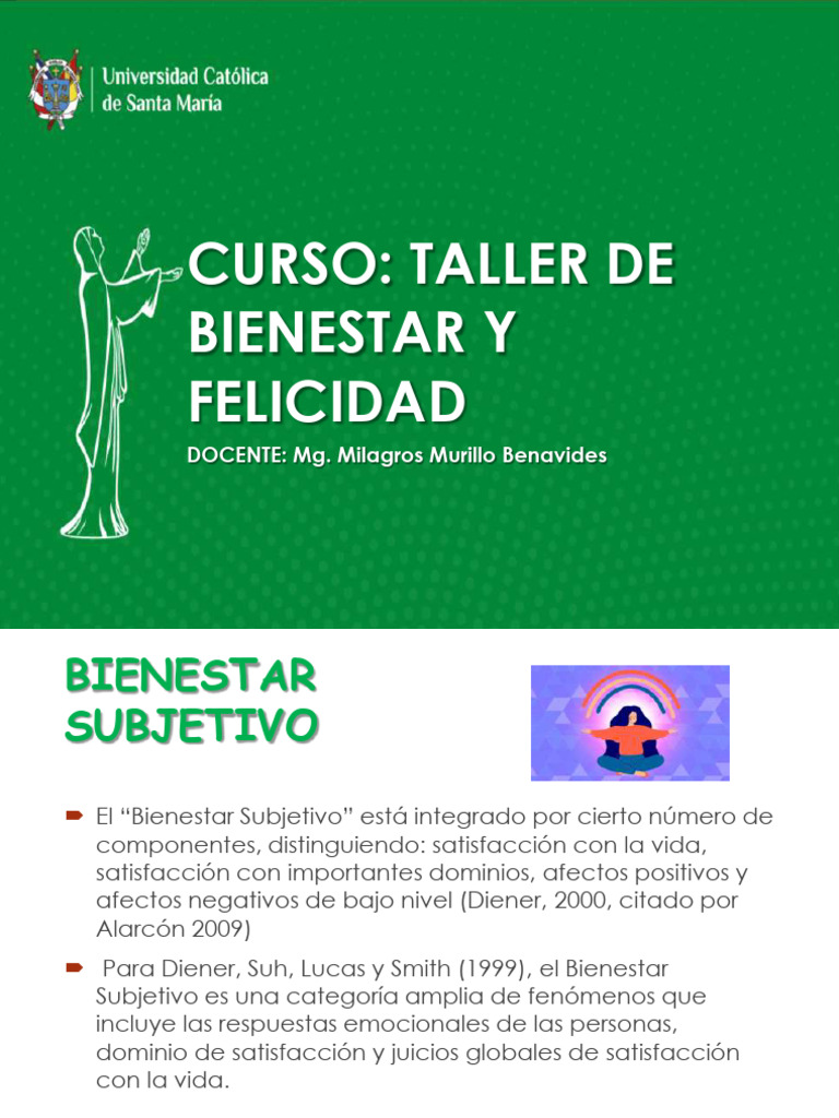 Clases 21 y 22 Bienestar y Felicidad | PDF | Bienestar | Autoeficacia